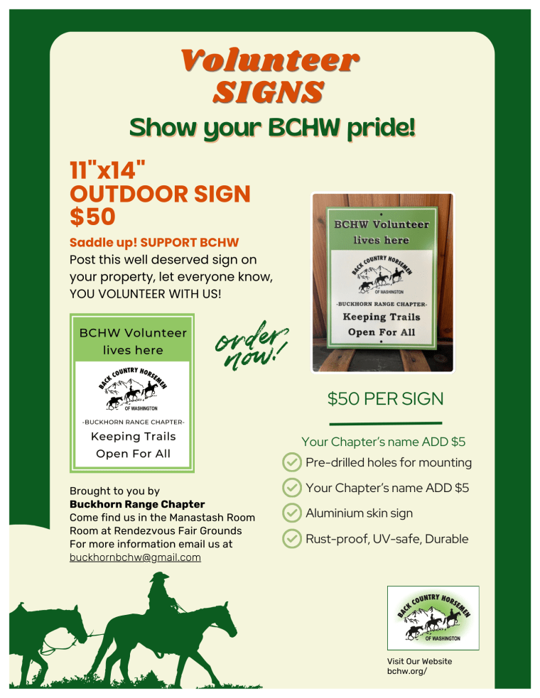 Show your BCHW Pride with an outdoor sign! – Buckhorn Range Chapter ...